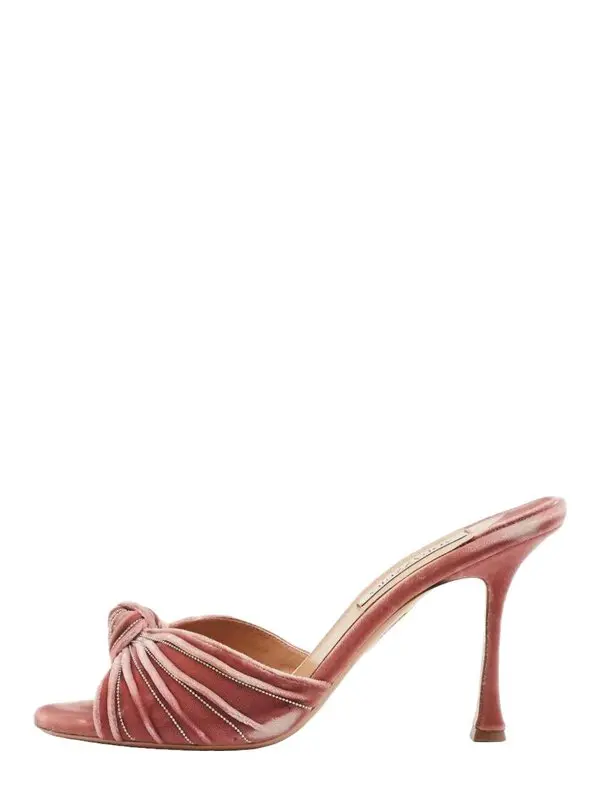 AQUAZZURA Velvet Knot Detail Stiletto Sandals - Pink