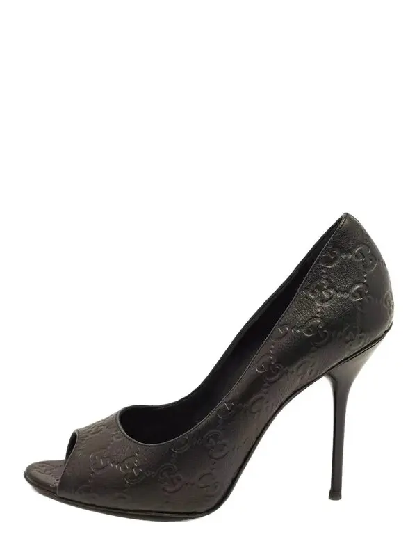 Gucci Leather Guccissima Peep-toe Pumps - Black