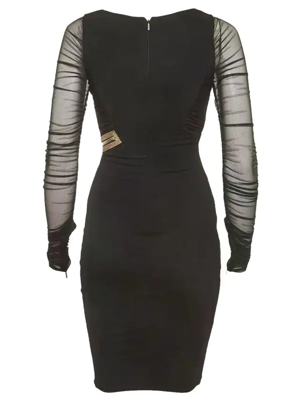 Versace Draped Tulle Midi Dress - Black