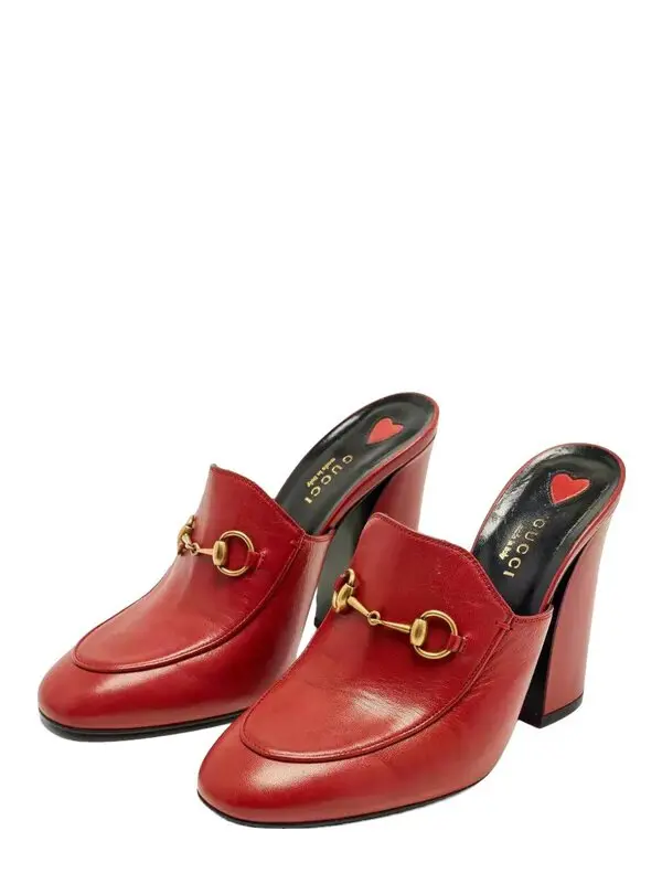 Gucci Princetown Leather Heeled Mules - Red