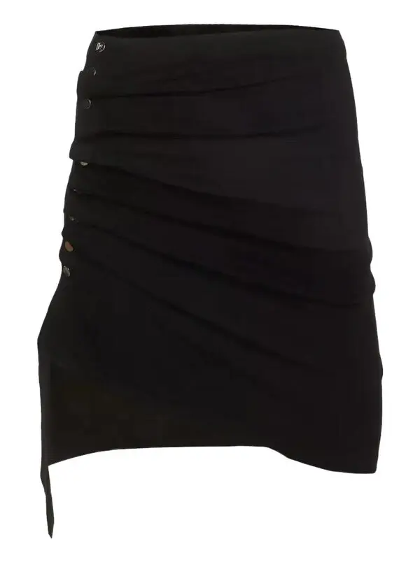 Rabanne Ruched Asymmetric Mini Skirt - Black