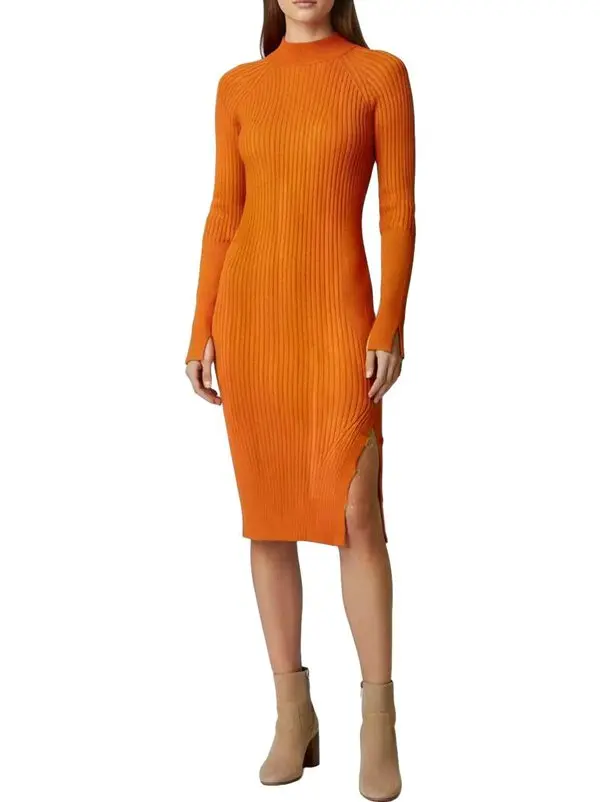 Jacquemus Rib-knit High Neck Midi Dress - Orange