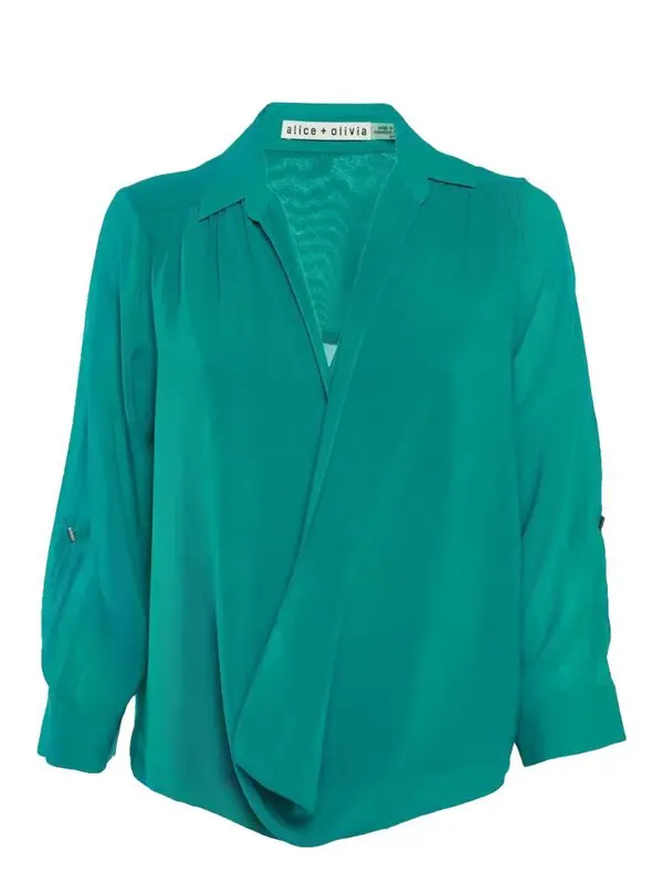 Alice + Olivia Draped Long Sleeve Blouse - Blue