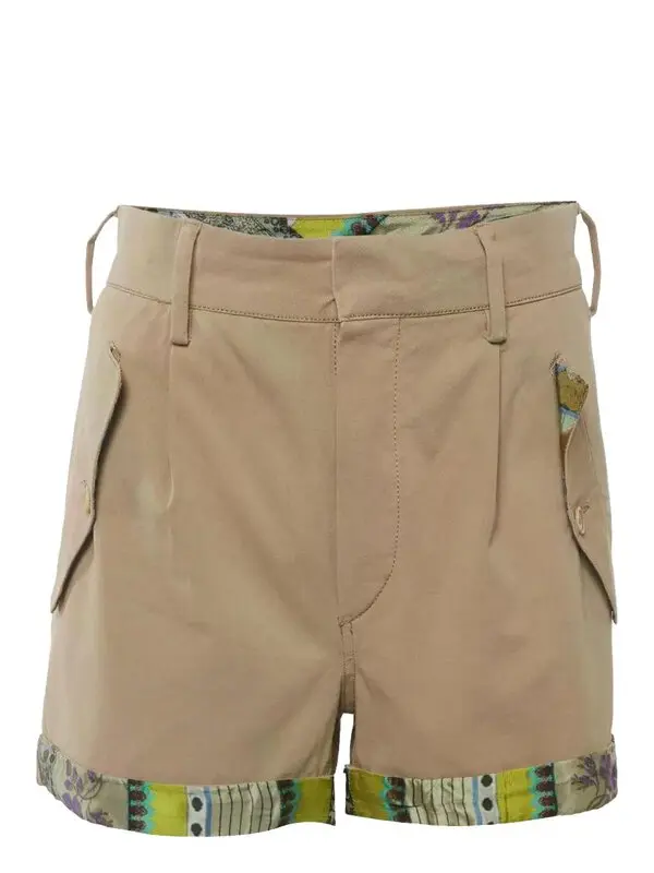 Etro Gabardine Floral-print Cuffed Shorts - Neutrals