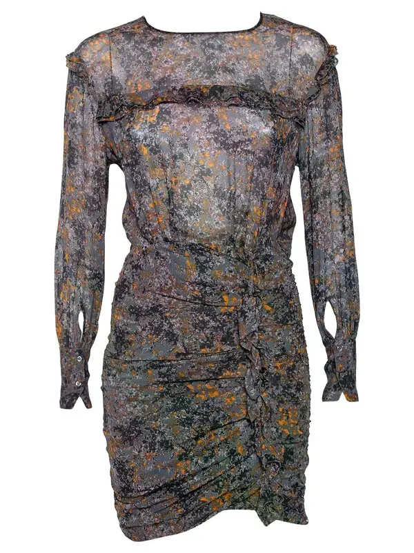 ISABEL MARANT VINTAGE Printed Ruched Dress - Black