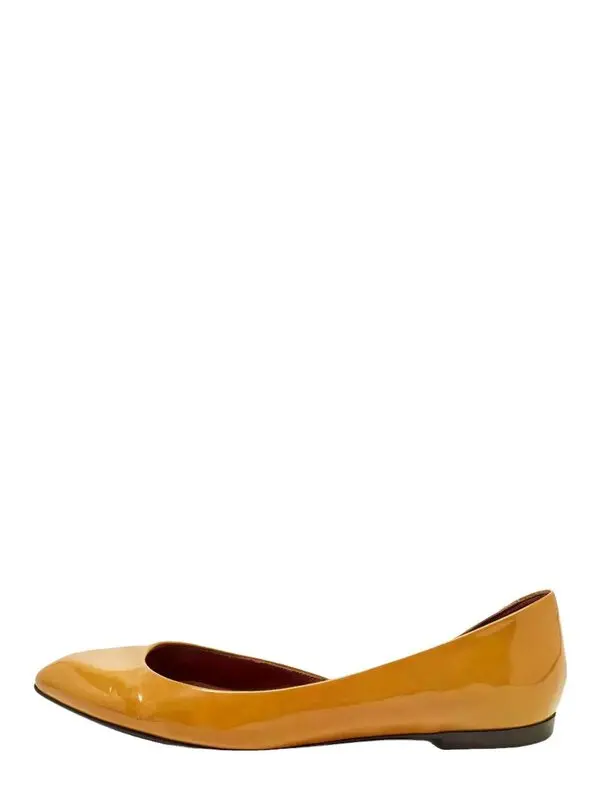 Bottega Veneta Patent Leather Pointed Toe Ballet Flats - Brown