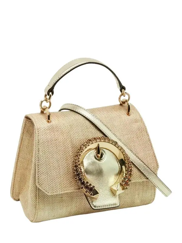 JIMMY CHOO Madeline Crystal-embellished Woven Tote Bag - Gold