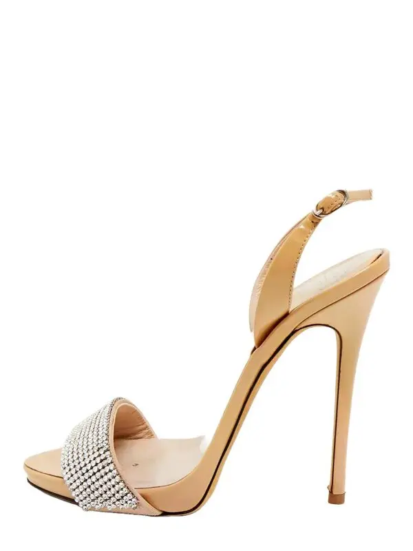 GIUSEPPE ZANOTTI Crystal-embellished Slingback Heeled Sandals - Neutrals