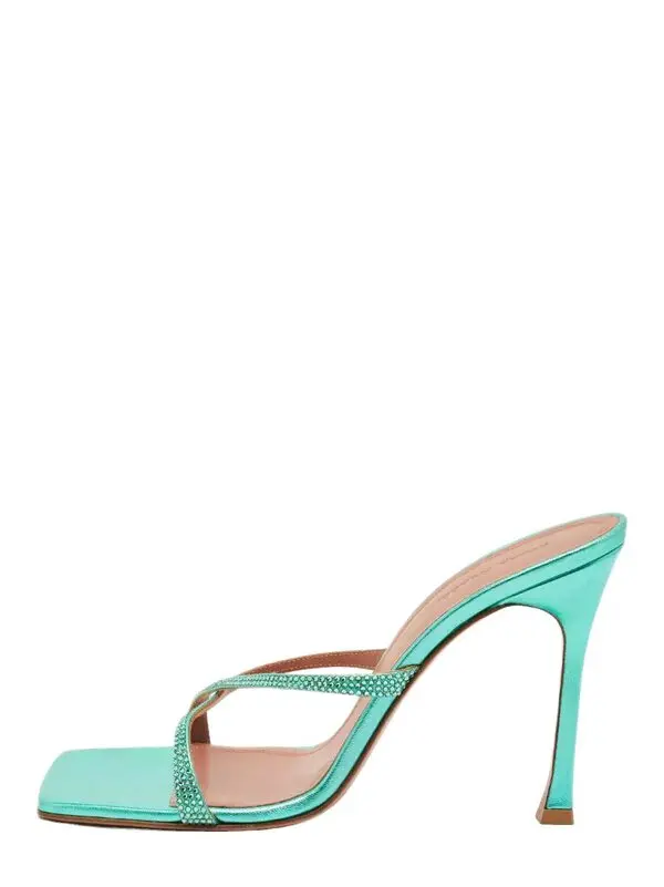Amina Muaddi Adriana Crystal-embellished Square Toe Sandals - Blue