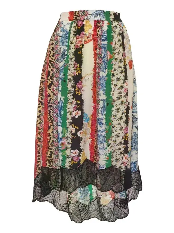 Zadig&Voltaire Joslin Mix-print Lace-trim Midi Skirt - Neutrals
