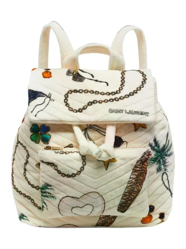 Saint Laurent Printed Terry-cloth Backpack - Neutrals