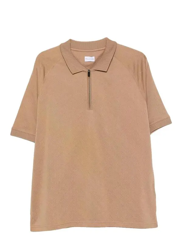 Pal Zileri Geometric-pattern Zip-fastening Polo Shirt - Neutrals