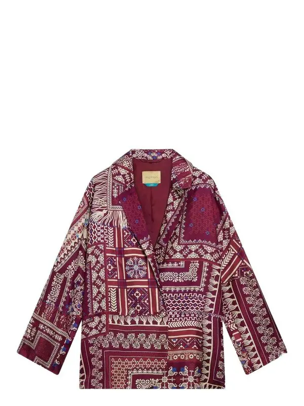 Momoni Sandia Bis Patchwork Double-breasted Silk Jacket - Red