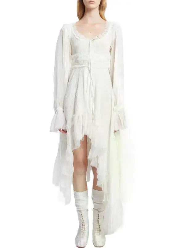 ANN DEMEULEMEESTER Giti Ruffled Asymmetric Dress - White