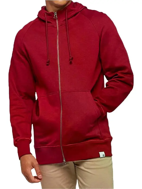Adidas Zip-up Drawstring Hoodie - Red