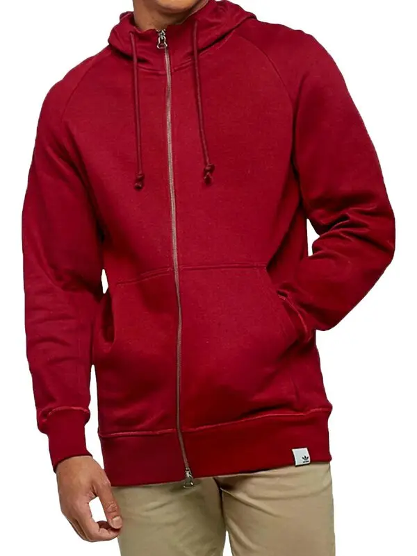 Adidas Zip-up Drawstring Hoodie - Red