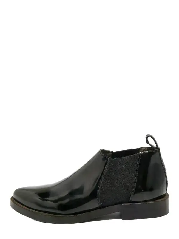 Brunello Cucinelli Leather Pointed Toe Chelsea Boots - Black