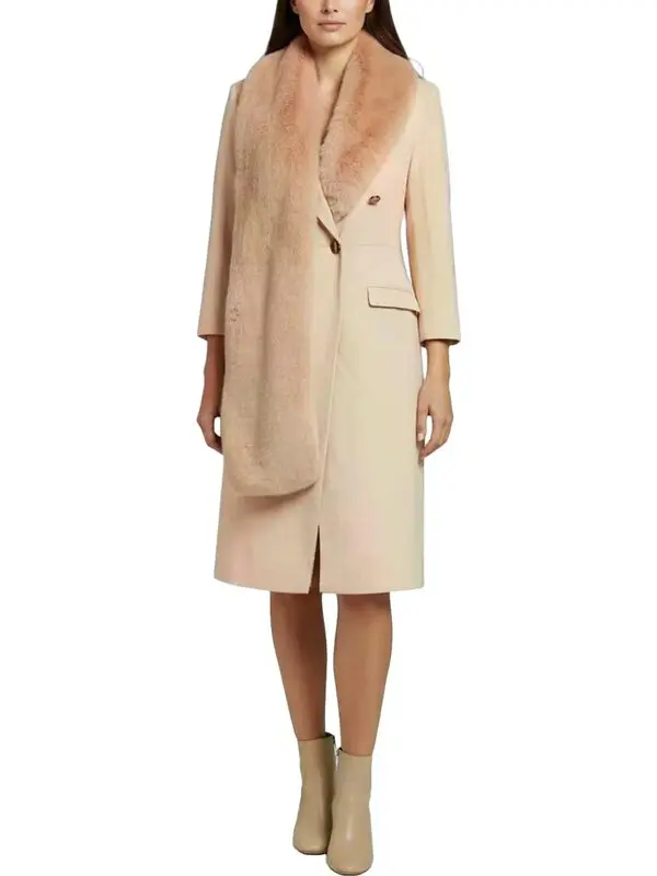 Elisabetta Franchi Faux Fur Collar Midi Dress - Neutrals