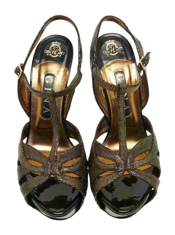 GINA Heeled Sandals With T-bar Strap - Black