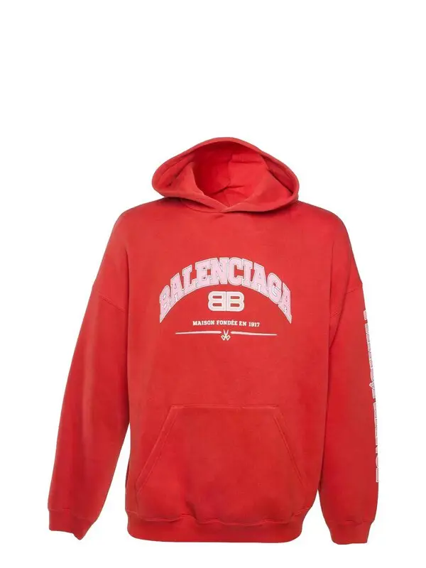 Balenciaga Logo Print Wide-fit Hoodie - Red