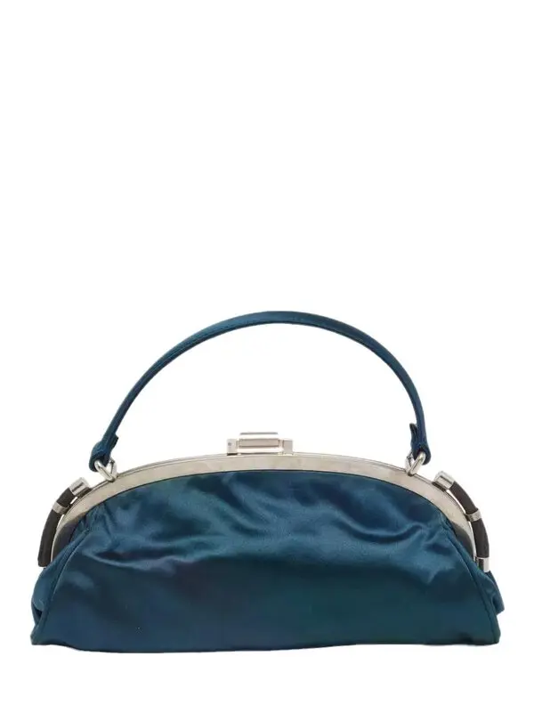 Chloé Frame-clasp Satin Clutch Bag - Blue