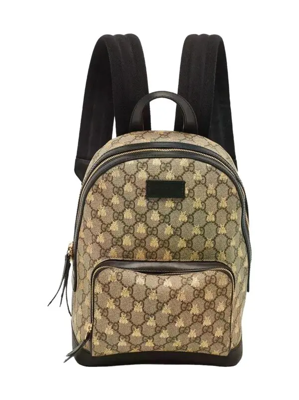 Gucci Gg Supreme Bees Backpack - Neutrals