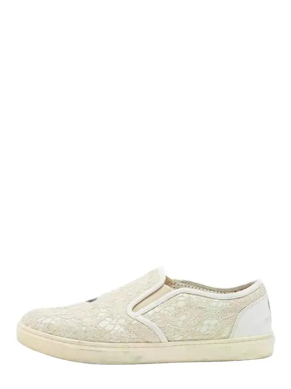 Dolce & Gabbana Lace Leather Slip-on Sneakers - Neutrals