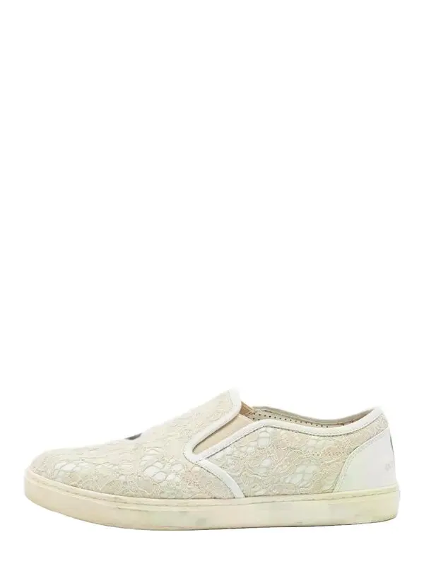 Dolce & Gabbana Lace Leather Slip-on Sneakers - Neutrals
