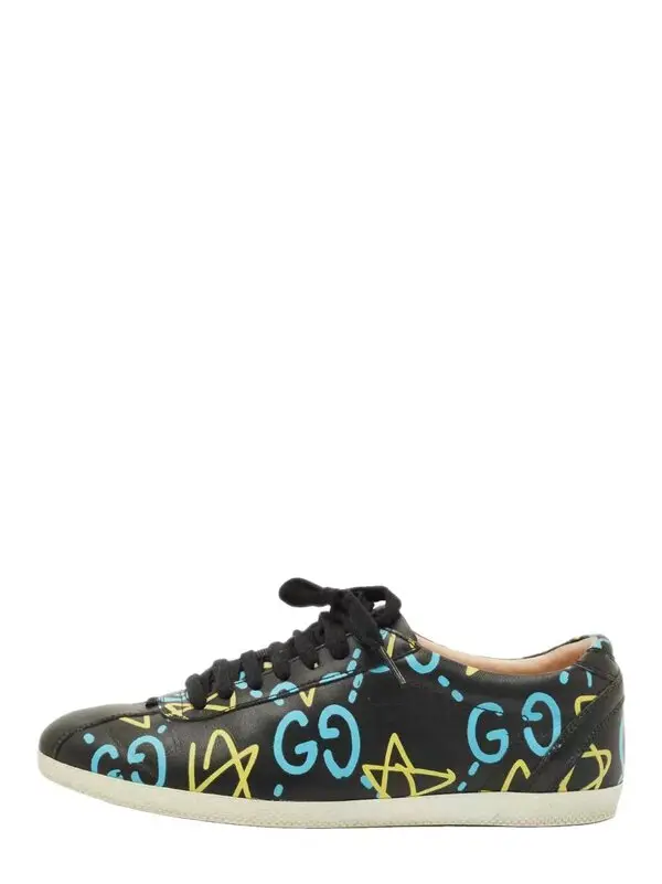 Gucci Ace Ghost Print Leather Sneakers - Black