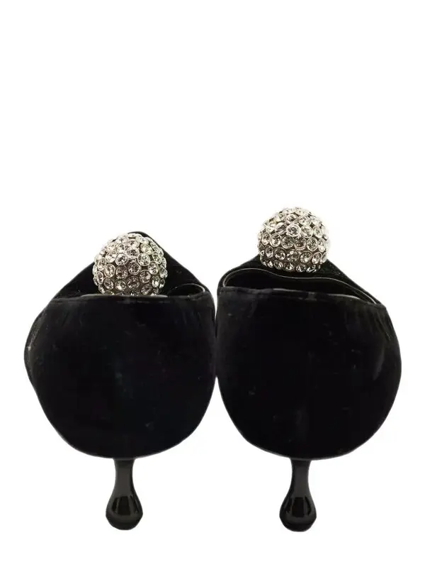 JIMMY CHOO Velvet Crystal-embellished Orb Pointed-toe Pumps - Black