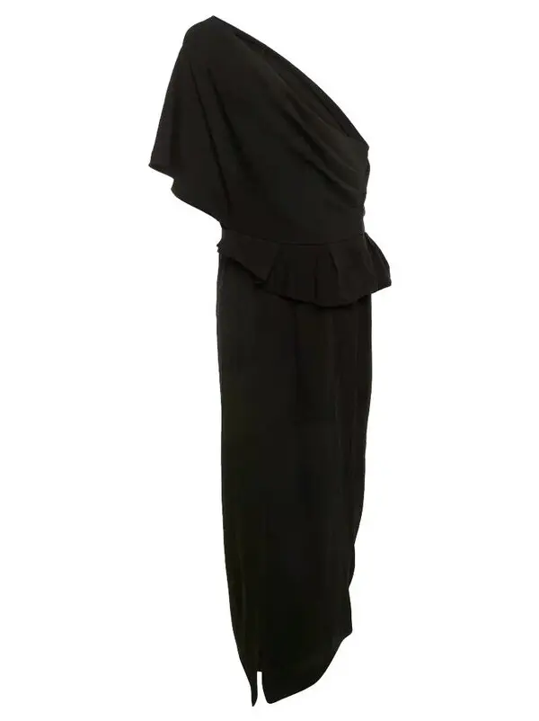 Paule Ka One-shoulder Maxi Dress With Peplum Detail - Black