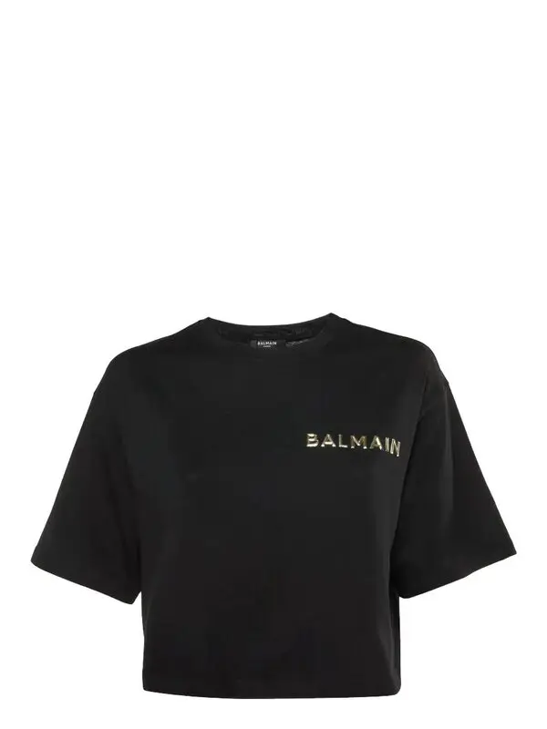 Balmain Logo Embossed T-shirt - Black
