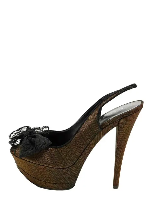 Casadei Bow Platform Stiletto Sandals - Gold