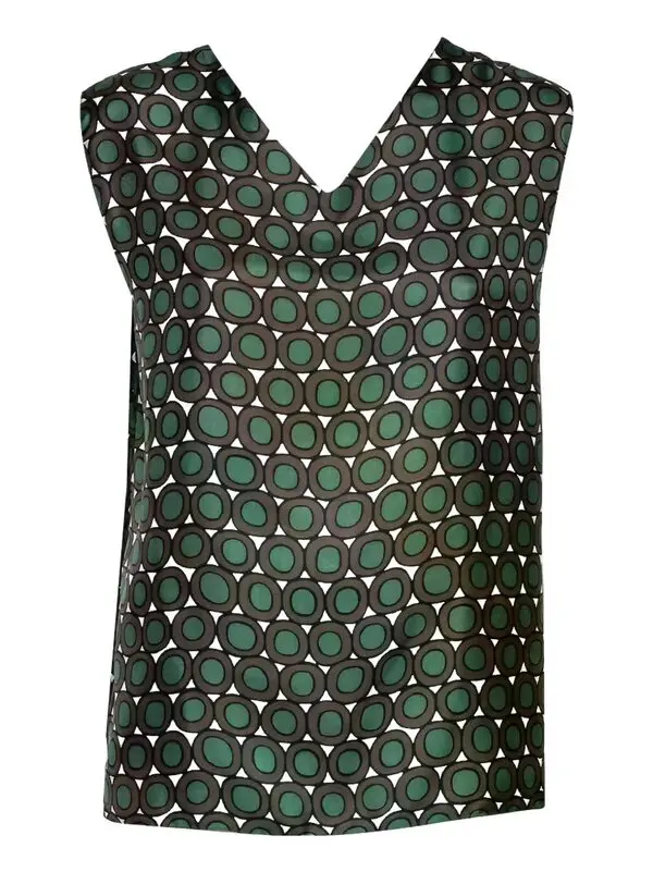 Max Mara Sleeveless Geometric Print Blouse - Grey