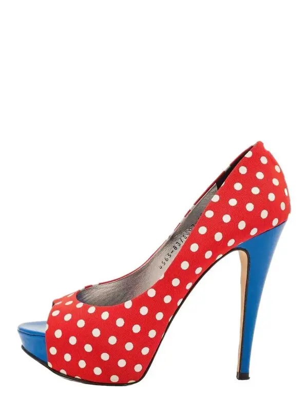 GINA Polka-dot Peep-toe Stiletto Pumps - Red