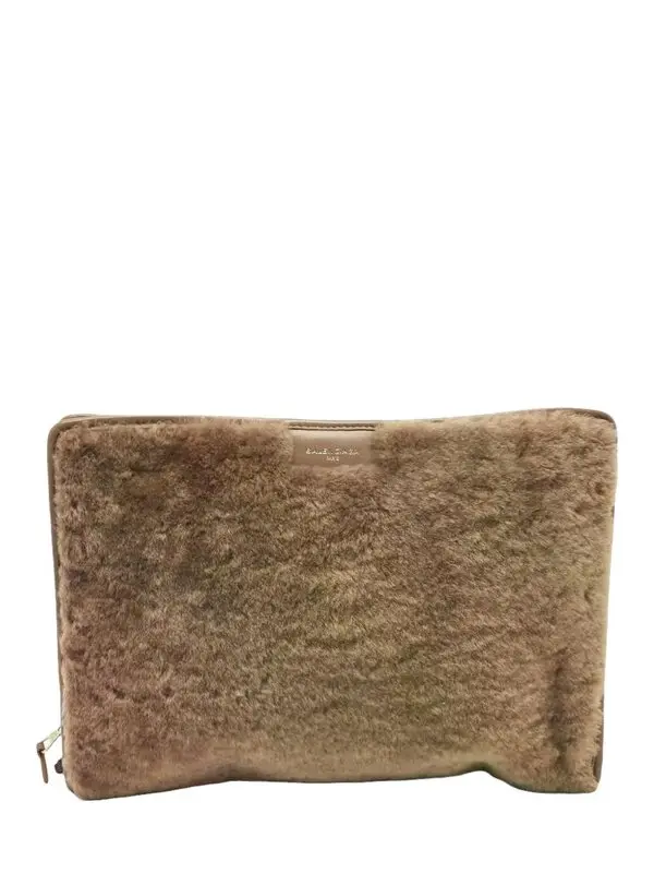 Balenciaga Bazar Shearling Clutch Bag - Brown