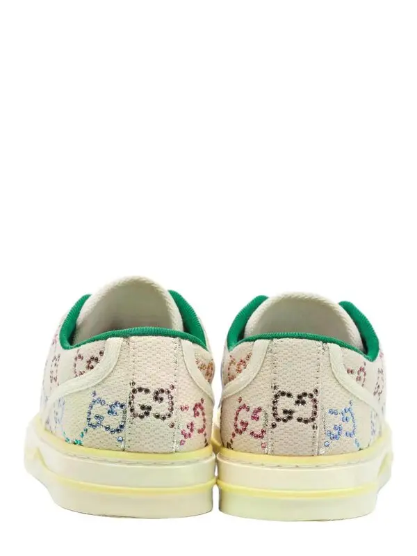 Gucci Tennis 1977 Lace-up Sneakers With Crystal Embellishments - Neutrals