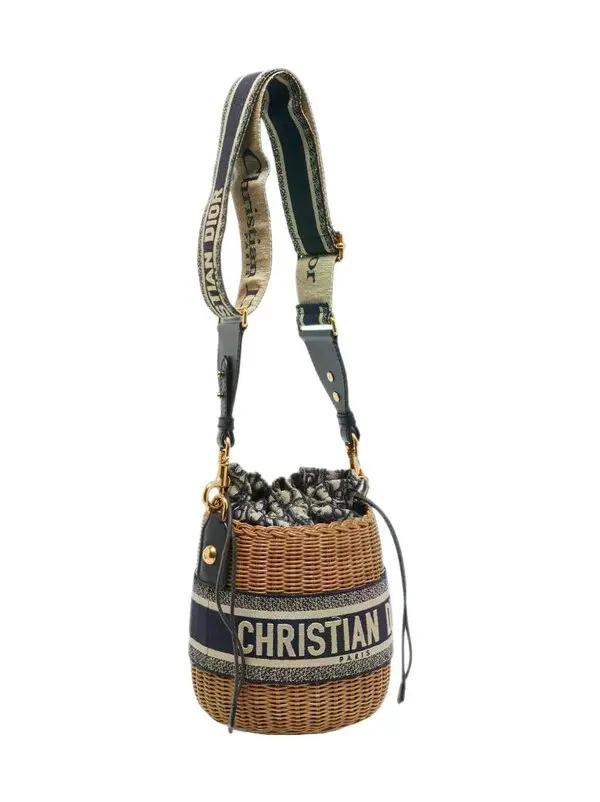 Dior Oblique Canvas Wicker Bucket Bag - Neutrals