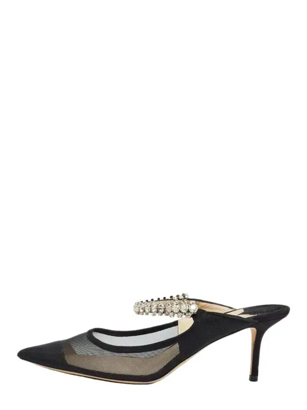 JIMMY CHOO Suede Crystal Embellished Heeled Pumps - Black
