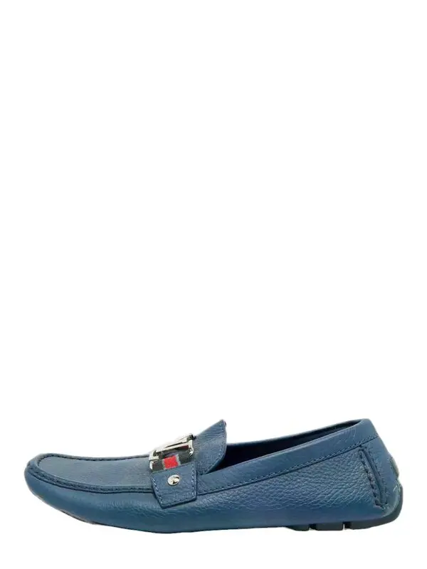 LOUIS VUITTON Monte Carlo Leather Loafers With Logo Plaque - Blue