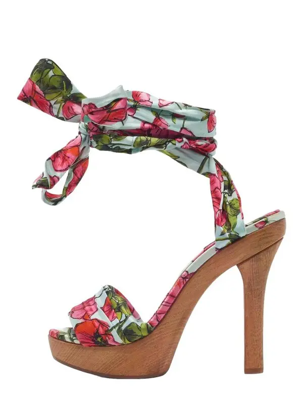 Dolce & Gabbana Floral Print Platform Sandals - Blue