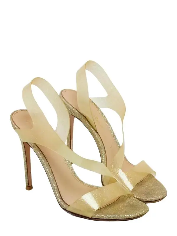 GIANVITO ROSSI Metropolis Glitter Slingback Sandals - Gold