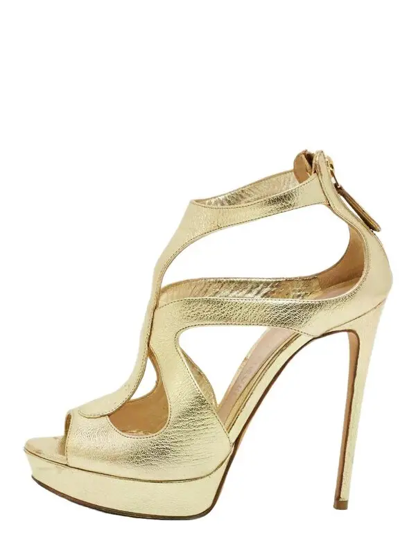 Alexander McQueen Cutout Ankle-strap Heeled Sandals - Gold