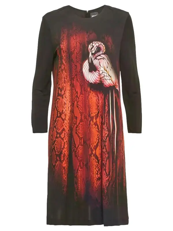 Just Cavalli Snake-print Flamingo Mini Dress - Black