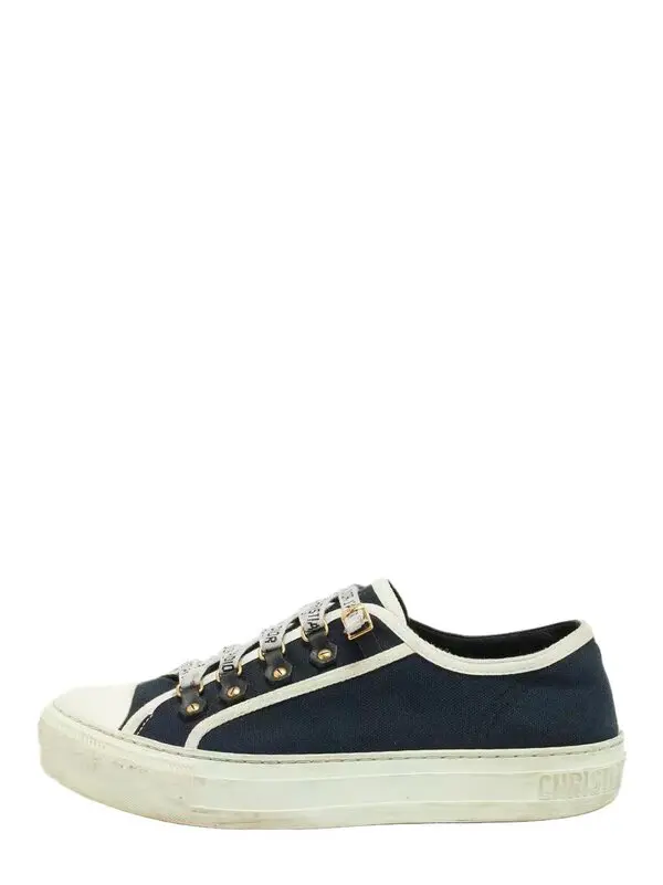 Dior Navy Logo Print Lace Up Sneakers - Blue