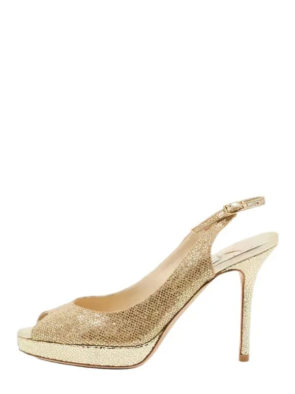 JIMMY CHOO Verity Peep-toe Slingback Stiletto Pumps - Gold