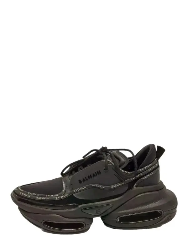 Balmain B-bold Lace-up Sneakers With Logo Print - Black