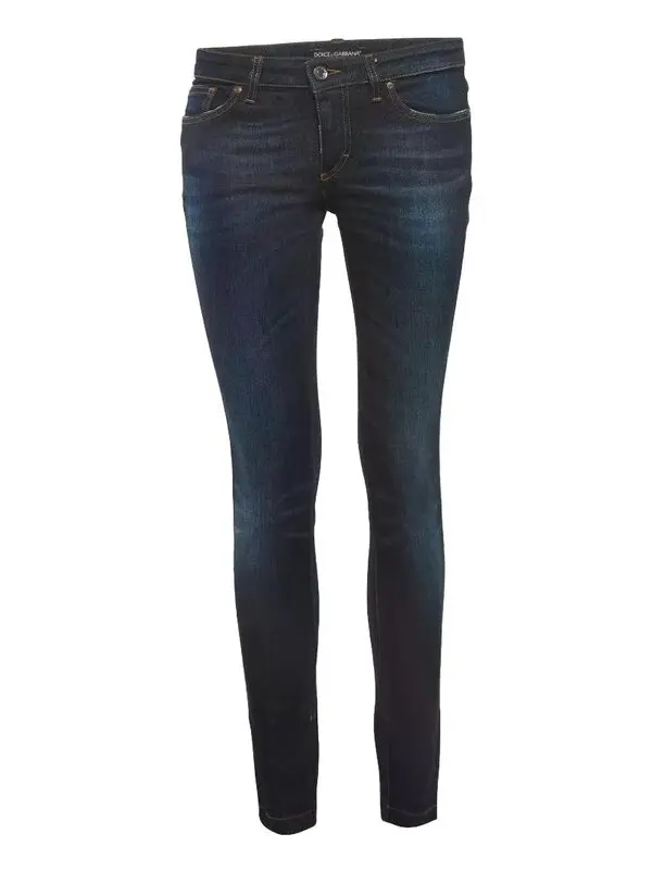 Dolce & Gabbana Logo Plaque Skinny Jeans - Blue
