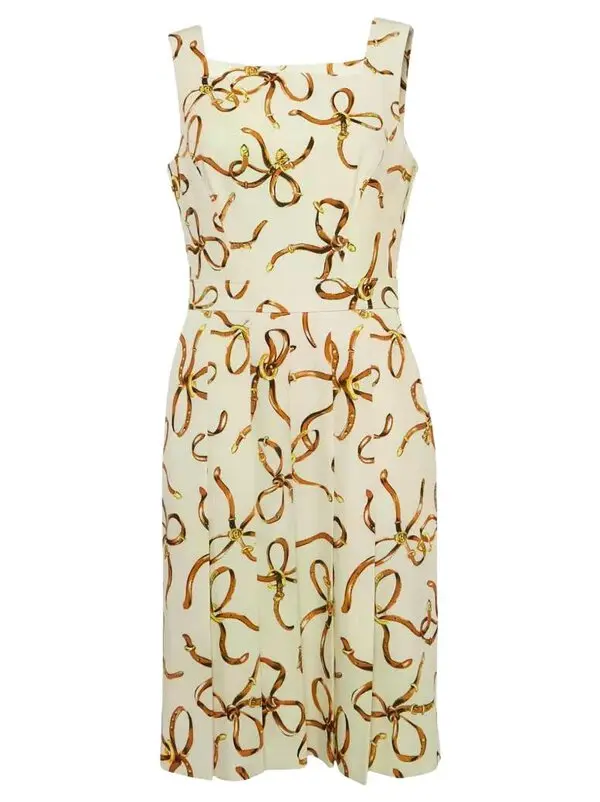 Moschino Bridal Bow Print Midi Dress - Neutrals