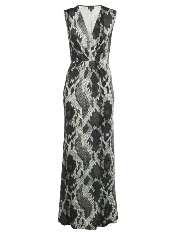 Just Cavalli Snake-effect Ruched Maxi Dress - Black